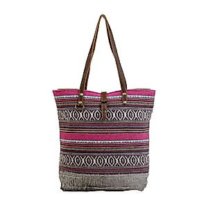 Myra Bag Polychromatic Tote Bag Upcycled Cotton & Leather S-2808