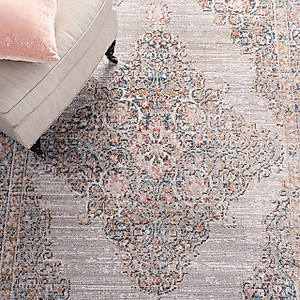 SAFAVIEH Shivan Collection 5'3" x 7'6" Grey / Rose SHV726F Shabby Chic Medallion Distressed Non-Shedding Living Room Bedroom Dining Home Office Area Rug