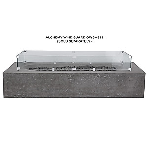 Pyromania Alchemy Outdoor Concrete Fire Pit Table, 60 x 30 Inches - Natural Gas Model in Slate Gray Color