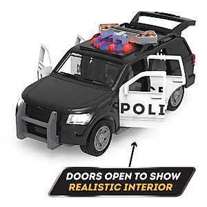 Driven by Battat – Micro 1/124 Scale – Police Car Toy SUV – Toy Vehicle with Lights and Sound – Rescue Car Toy for Boys & Girls & Toddlers Age 3+
