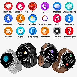 HOAIYO Smart Watches for Men Women (Call Receive/Dial), AMOLED Smartwatch with Heart Rate SpO2 Sleep Calories Counter, Waterproof Fitness Watch for Android iOS Phones (23Black, 1.5")