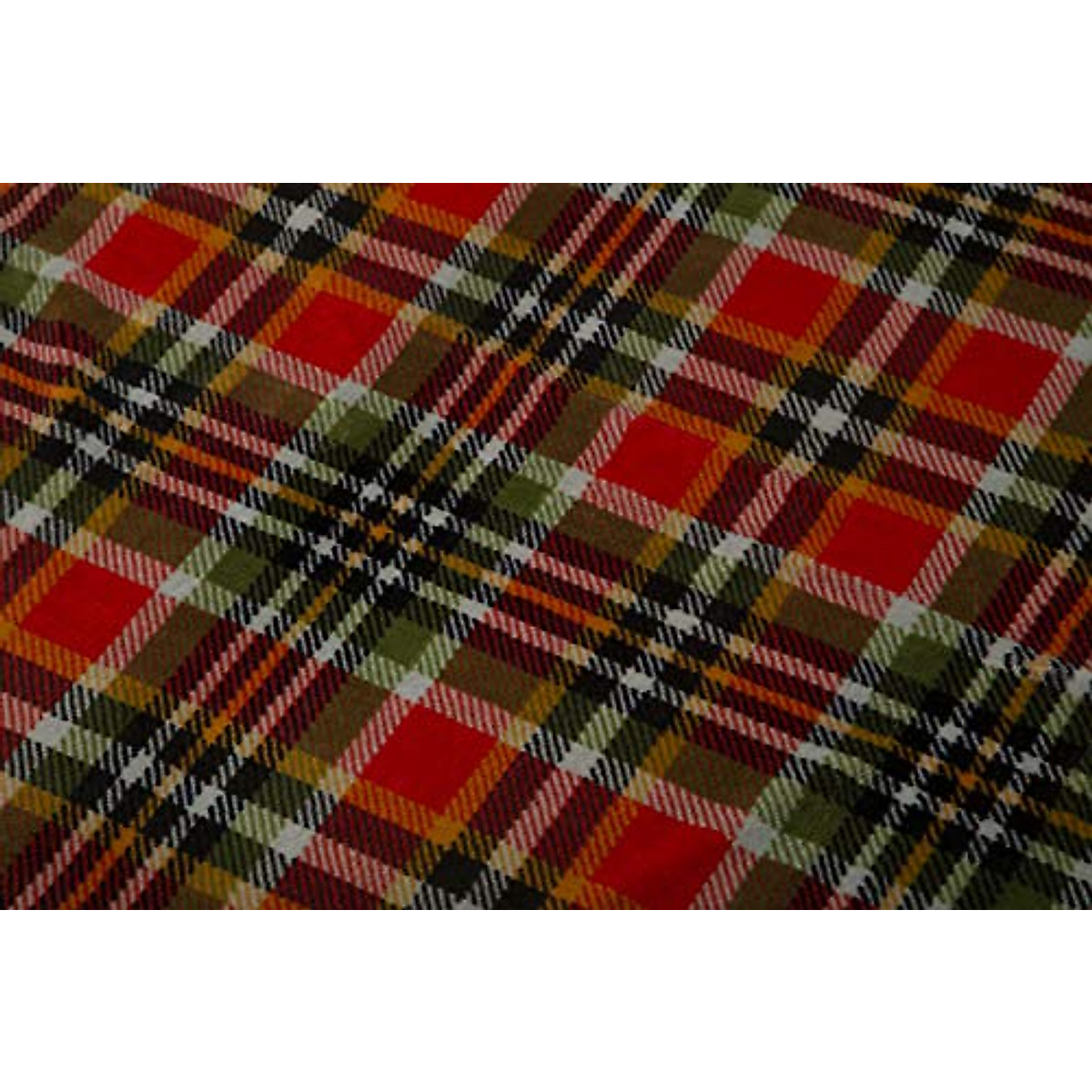 Carstens Rust and Sage Plaid Sherpa Throw Blanket 54" x 68", Red