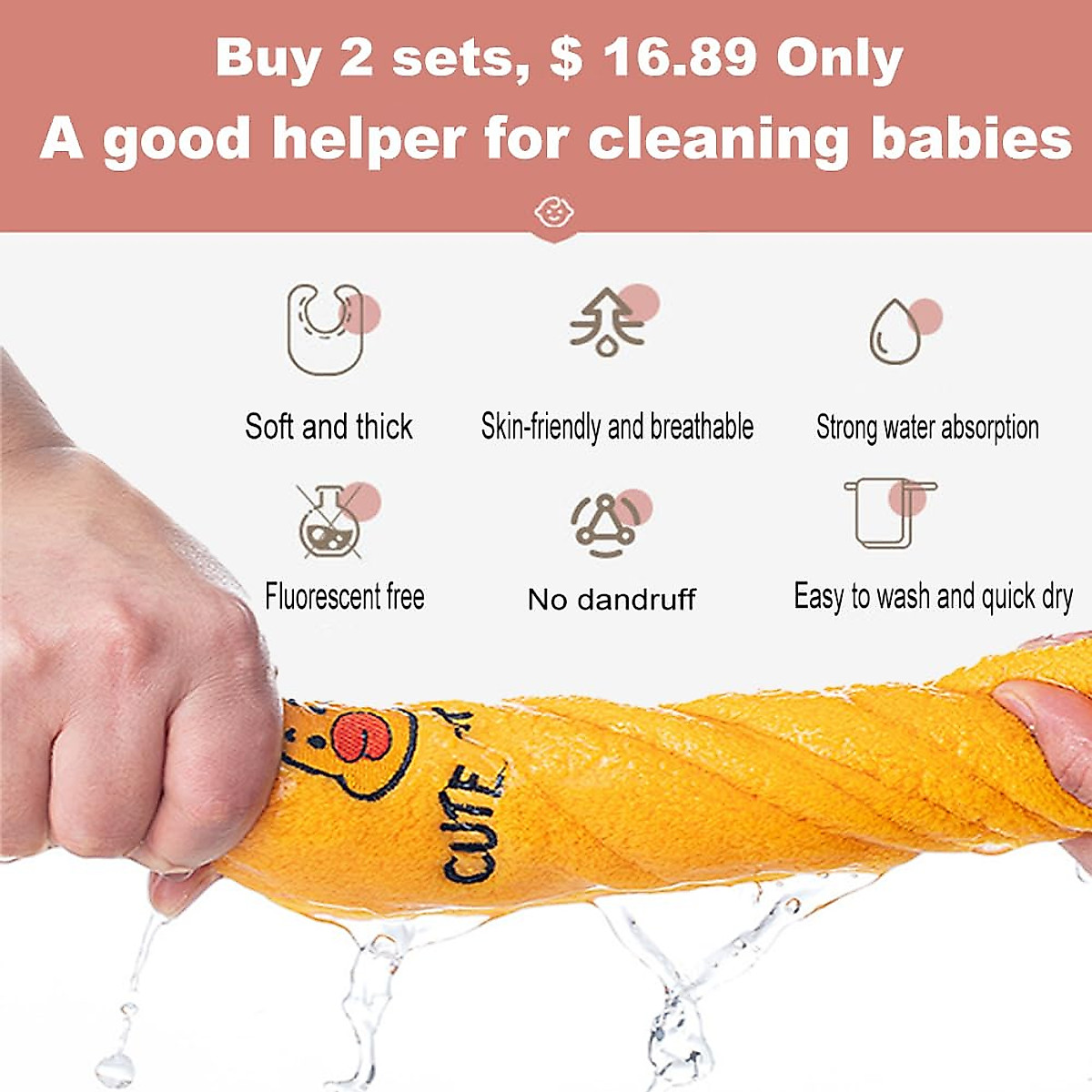 HISHELL Waterproof Drool Bibs for Toddlers 1-6 years old, Baby Feeding Bibs Unisex with PEVA Back, Soft and Absorbent Adjustable Burp Cloths Bibs for Girl Boy