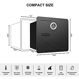 RV Tankless Water Heater, Camplux RV Hot Water Heaters with Door, Max 3.9 GPM, Remote Control Included (Black)