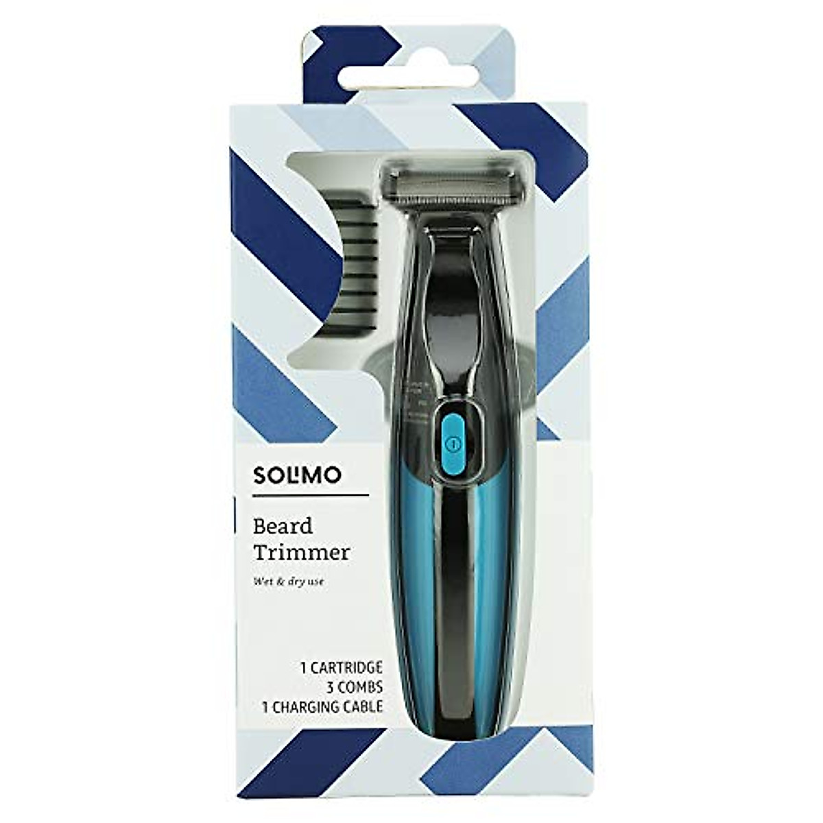 Amazon Brand - Solimo Rechargeable Beard Trimmer with 1 Blade, 3 Combs and Charging Cable