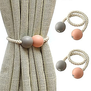 BAMFY 2 Pcs Magnetic Curtain Tiebacks Handmade Rope Holdback Curtain Tie Backs for Living Room, Kitchen, Dining Room, Outdoor, Bedroom, Bathroom (Color : B)