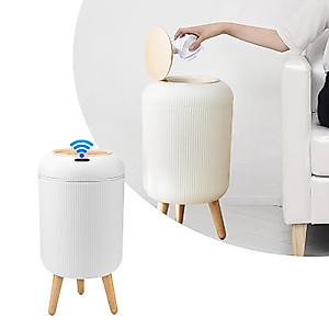 Generic Smart Sensor Wastebasket Convenient and Hygienic Easy to Use Technology Sensor Water Proof Wastebasket Plastic Wastebasket for Kitchen Bathroom Bedroom Living Room Office Outdoor (White)