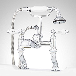 Signature Hardware 906537 Glenwood Deck Mounted Roman Tub Filler with Variable Couplers- Includes Telephone Style Hand Shower