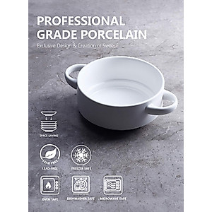 Sweese 108.000 Porcelain Bowl with Handles - 20 Ounce for Soup, Cereal, Stew, Chill, Set of 1, White