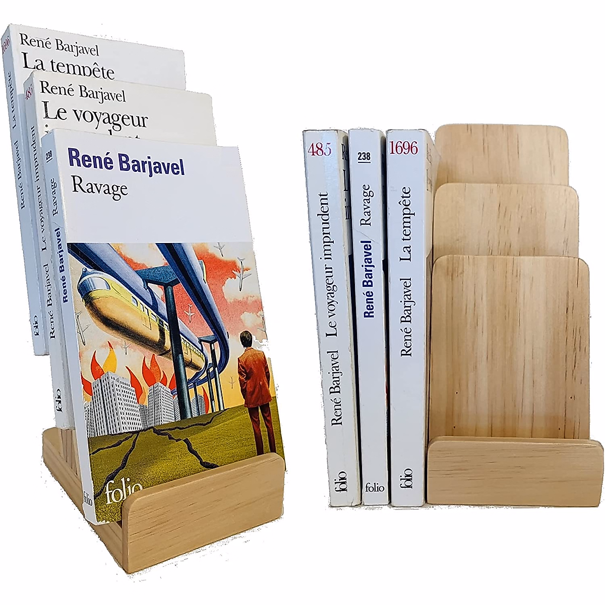 2Droids Elegant 3-Tier Pine Wood Literature Holder, Trifold Brochure Holder, Flyer Holder, Postcard Display and Countertop Wooden Display Stand [Pack of 2]