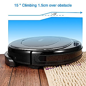 Luby Robot Vacuum Cleaner, Vacuum and Mop Robotic Vacuum Cleaner, Wi-Fi Connectivity, Self-Charging, Super-Thin, Quiet, Cleans for Pet Hair, Hard Floors, Low-Pile Carpets, Black