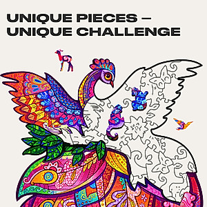 UNIDRAGON Original Wooden Jigsaw Puzzles - Fairy Bird, 107 Pieces, Small Size 7.1 x 9.1, Beautiful Gift Package, Unique Shape Best Gift for Adults and Kids