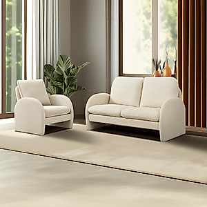 VASOENY 59.05 X 30.7'' Loveseat Sofa, Sherpa Lamb Fabric Love Seat Couch, Comfy 2 Seater Sofa, Upholstered Modern Leisure Loveseat Couches for Bedroom, Office, Living Room and Apartment