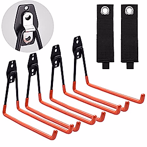 PHUNAYA Garage Storage Utility Hooks,Wall Mount&Heavy Duty Garage Hanger & Organizer to Handle Ladder, Hold Chairs,with Premium Steel to Hang Heavy Tools for Up to 55lbs(4Pack*7.5Inch)