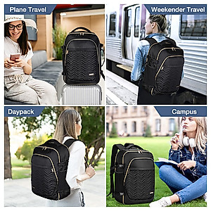 Lekebobor Large Travel Backpack for Women Men Carry on Backpack 17 Inch Flight Approved Luggage backpack Water Resistant Backpack for Weekender Overnight Large Daypack Black