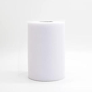 Tulle Rolls, 6 Inch Tulle Fabric Spool/Roll,Wedding Tulle Fabric Bolt Spool for Tutu Skirt Crafting Favors Pew Bow Party Decorations (6“ x 100 Yards, White)