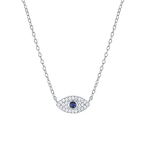 PAENENPH 14K Gold Moissanite Evil Eye Necklace, Delicate Sapphire Pendant Necklace, Necklaces for Women, Fashion Jewelry Gifts (White, 14K)