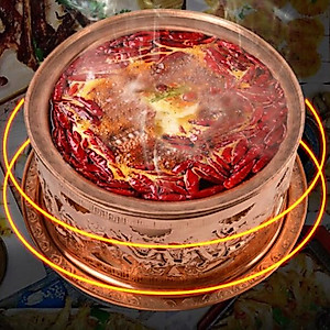 Chafing Dishes China Mongolian Multi-person Hot Pot, Pure Copper Concentrated Beijing Meat Hot Pot, Environmentally Friendly And Hygienic, Suitable For Family Dinner (Color : Brass, Size : 20cm)