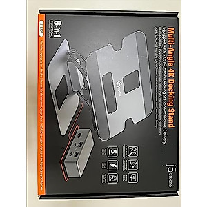 j5create Laptop Stand with USB C 4K HDMI Display Hub - 2 USB A 5Gbps, PD 100W with USB-C 5Gbps | Aluminum Computer Riser for MacBook and Windows Notebook (JTS327)