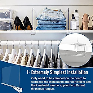 12 Pack Clear Acrylic Shelf Dividers for Closet Shelf Organizer of Bedroom Kitchen Office Bathroom Organizer for Clothes Books Hats and Handbags