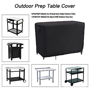 Kingling Grill Cart Cover - 46 Inch Waterproof Stainless Steel Table Cover for Outdoor Patio Metal Prep Table - 46''L x 25''W x 40''H