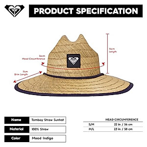 Roxy womens Tomboy Straw Sun Hat, Mood Indigo, Small-Medium US
