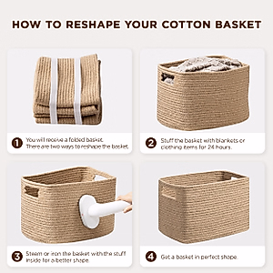 UBBCARE 4 Pack Shelf Baskets, Larger Woven Storage Baskets for Organizing(15''L x 10''W x 9''H), Basket Organizer for Dog Toys, Books, Clothes, Large Gift Basket, Pink