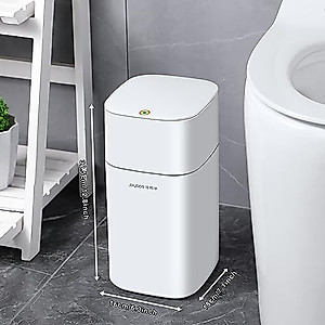 funest Bathroom Trash Can with Lids, 2.6 Gallon Small Plastic Garbage Cans with Press Pop-up Top Lid, Slim/Narrow Office Rubbish Can, Dog/Cat-Proof Trash Bin, Waterproof Wastebasket, White