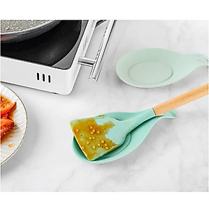 4-PACK Silicone Spoon Rest for Kitchen Counter, Kitchen Gadgets Organizer Kitchen Spoon Holder, Almond-Shaped Cooking Spoon Holder for Stove Top for Countertop