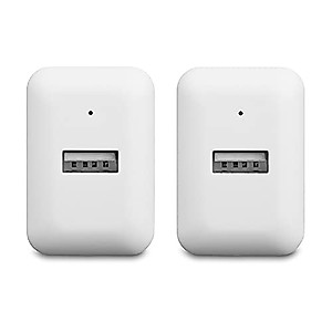 AmazonBasics 12W One-Port USB-A Wall Charger (2.4 Amp) for Phones (iPhone 13/12/11/X, Samsung, and more) - White (2-Pack)