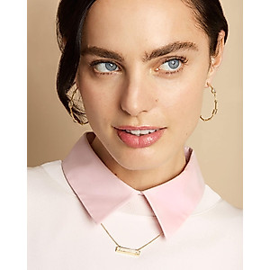 Kendra Scott Leanor Short Pendant Necklace for Women, Dainty Fashion Jewelry, Rhodium-Plated, Slate Cats Eye