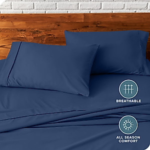 Bare Home Microfiber Pillow Cases - King Size Set of 2 - Cooling Pillowcases - Double Brushed - Dark Blue Pillowcases 2 Pack - Easy Care (King Pillowcase Set of 2, Dark Blue)