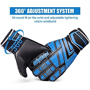 Malker Soccer Goalie Gloves Goalkeeper Gloves with Fingersave and Double Wrist Protection, Strong Grip Goalkeeper Gloves for Youth&Adult Size 8 (Black)