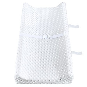 YENING Mini Baby Diaper Changing Pad for Dresser Top with Cover 27" x 16", Waterproof Lining Small Foam Contoured Changing Table Pads Topper White