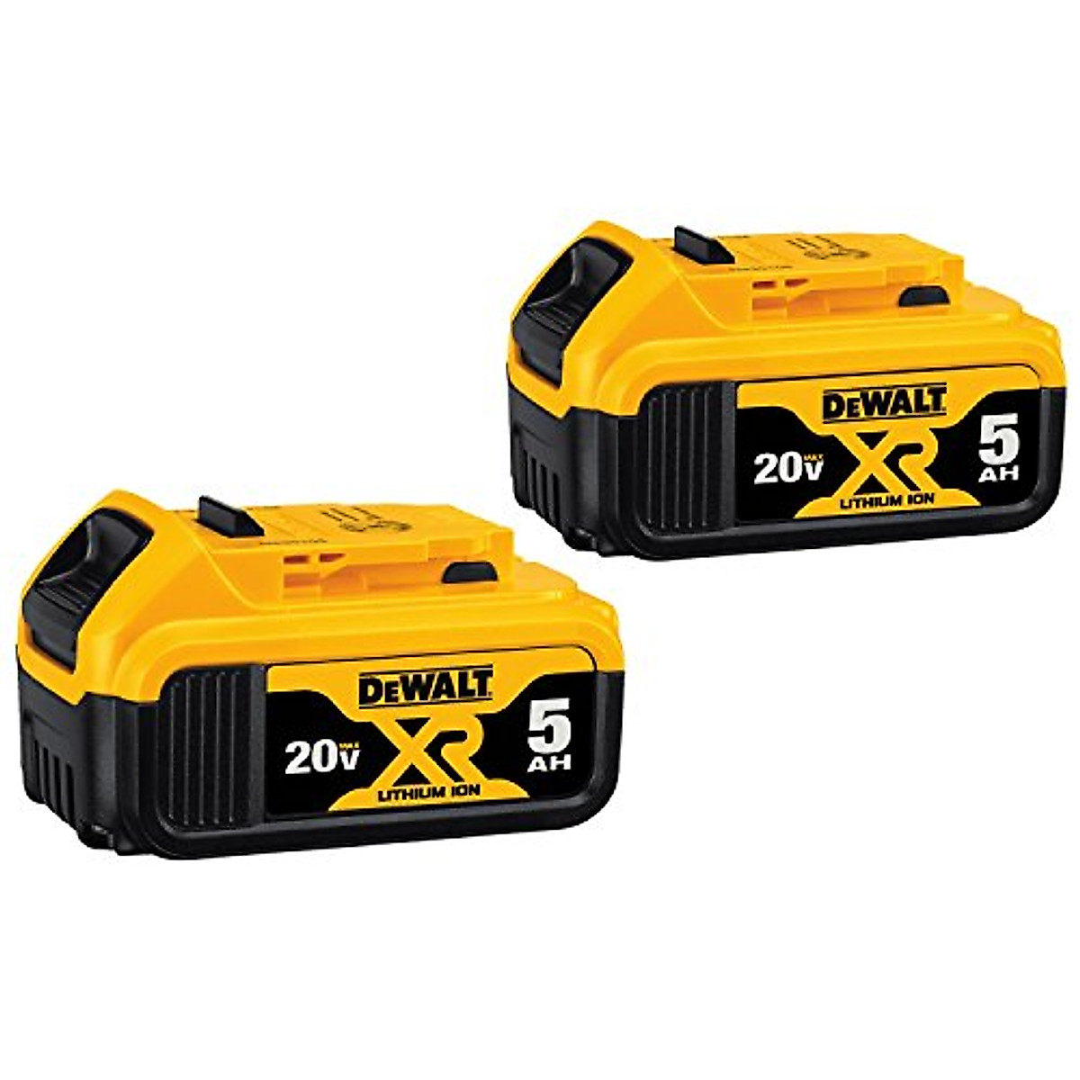 DEWALT 20V MAX Battery, 5 Ah, 2-Pack, Fully Charged in Under 90 Minutes (DCB205-2)