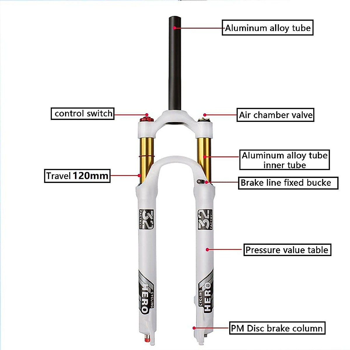 Jejy Suspension Fork 26/27.5/29 XC Mountain Bike Straight Tube/Tapered Tube Magnesium Alloy Front Forks Air MTB Bicycle Accessories (Color : Straight Remote Lockout, Size : 29)