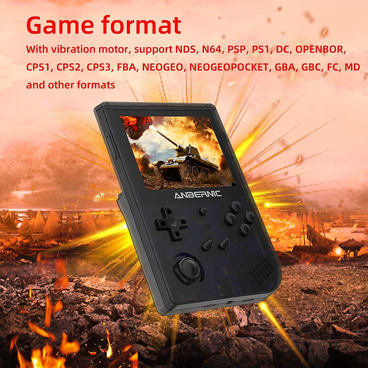 RG351V Handheld Game Console, Retro Game Console Support PSP / PS1 / N64 / NDS Opensource System RK3326 Chip, 3.5 Inch IPS Screen Portable Built in WiFi Console Vertical Version Gameboy Design