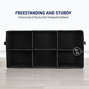 Freestanding Shoe Organizer No Tools Required 6 Big Sections Fits Men's Shoes, Compact For Entryways, Closets Also Ideal For Accessories, Durable Cardboard Covered With Smooth Fabric Foldable Straps