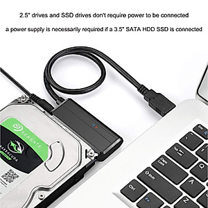 EYOOLD SATA to USB Adapter, High-Speed Data Transfer External Hard Drive Adapter, Data Recovery Converter Compatible with 2.5" and 3.5" SSD, HDDs Includes 12V/2A Power Adapter