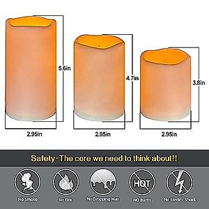 FMIX Flameless Candles with Remote, 3 Pack (Included 6 Batteries) Led Candles with Timer Battery Operated Candles,Outgdoor Electric Candles Flickering,Flameless Pillar Candles.