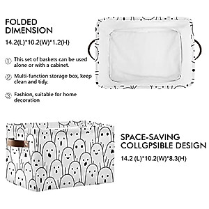 xigua Halloween Ghost Storage Basket Durable Canvas Storage Bins with Handles Large Collapsible Storage Bins Boxes for Shelves,Home Office,Toys,Closet & Laundry- 199PCS