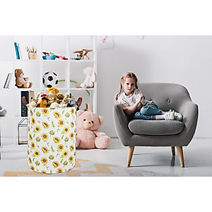 Sanjiaofen Girls Laundry Hamper,Sunflower Laundry Basket Collapsible Girls Storage Baskets for Home Decor,Office,Toy Organizer,(Sunflower)