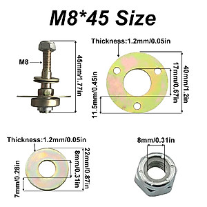 SagaSave 2 Sizes Optional 4Pcs Rocking Chair Bearing Connecting Piece M8*45 M8*55 Rocking Chair Bearing Screws Kits Furniture Connecting Fittings, for Wooden Metal Rocking Chair Outdoor(M8*45)