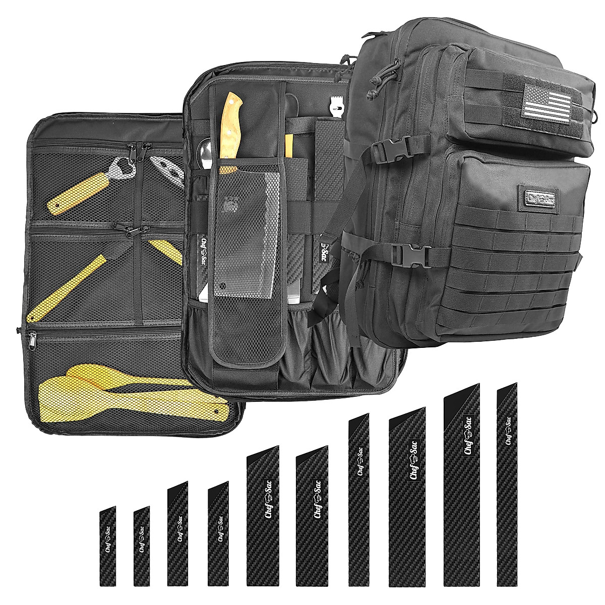 Chef Sac Tactical Backpack with 10-Pack Knife Guards Included