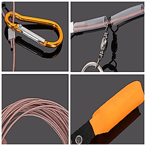 Joyeee Stainless Steel Fishing Stringer for Wading Boat Kayak, with Float Carabiner, 10 PCS Fish Lock and Plastic Handle, 27 FT 300lb Silent Stringer Durable Fishing Gear, Clip Fish Holder, Red