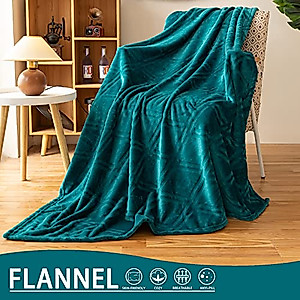 HT&PJ Throw Blanket Super Soft Cozy Lightweight Flannel Fleece Blankets for Bed, Sofa, Couch, Living Room All Seasons - Teal, 50x60in