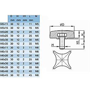 2X Cross Hand KNOB Threaded Bolt Plastic Head M5 M6 Fastener Butterfly Wing Screw (M5x30)