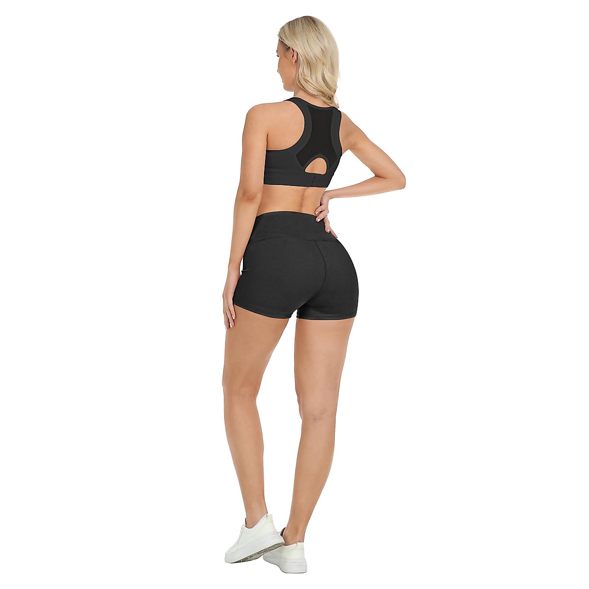 ATHVOTAR Spandex Biker Yoga Shorts Women, 3'' / 5'' / 10'' High Waisted Booty Workout Shorts(3" Black,S)