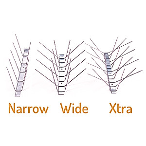 Bird Barrier Dura-Spike Stainless Steel Bird Spikes | Metal Pin Strips for Ledge, Roof, Pipe - Adhesive Included - Xtra Wide (8 in) 10 Ft. Length