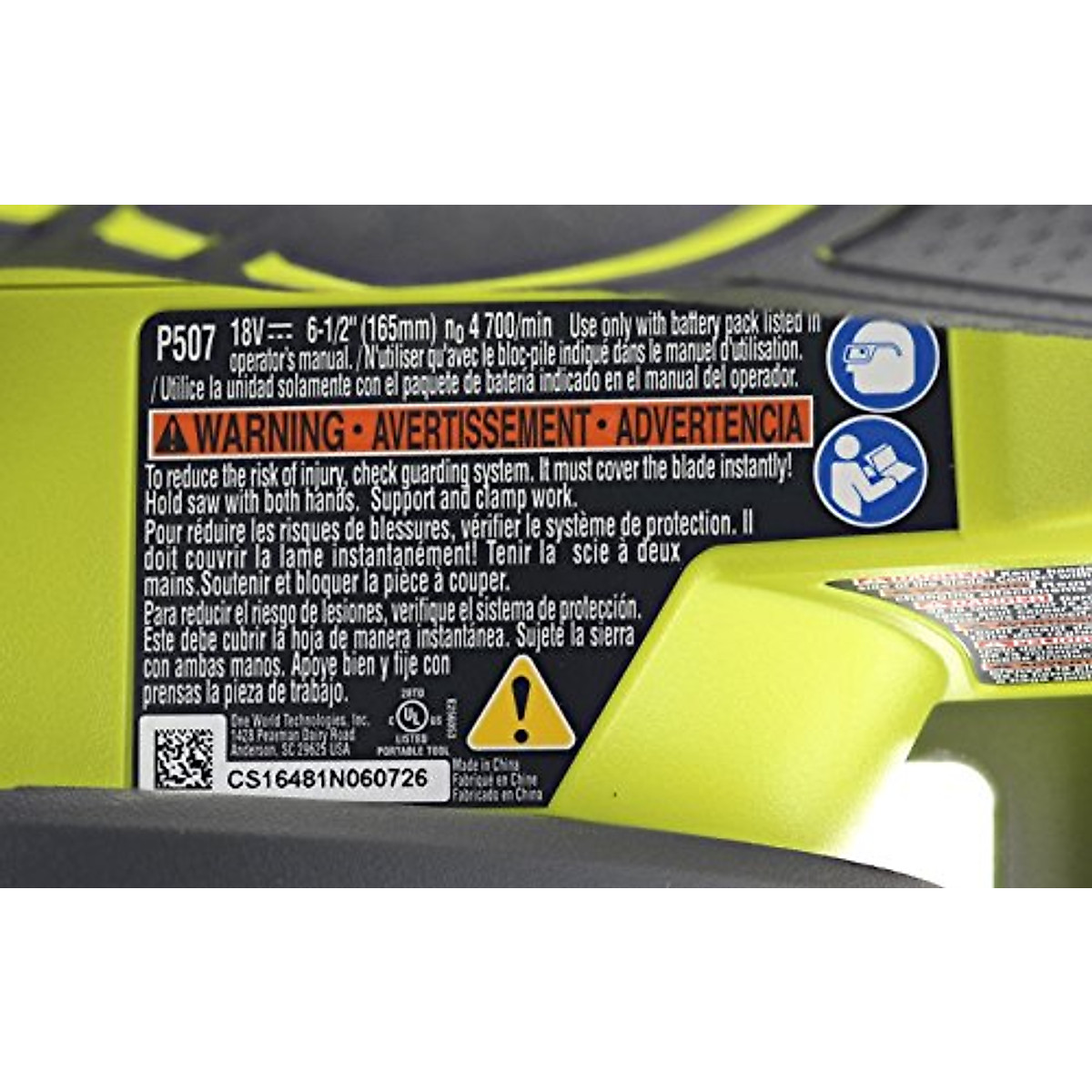 Ryobi P507 One+ 18V Lithium Ion Cordless 6 1/2 Inch 4,700 RPM Circular Saw w/ Blade (Battery Not Included, Power Tool Only)